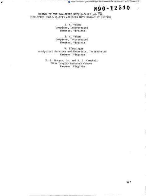 Nlf 1 0414f Pdf Lift Force Airfoil