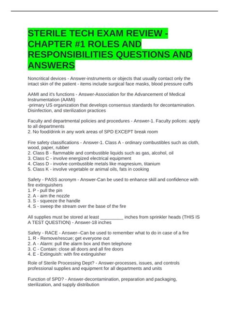 Sterile Tech Exam Review Chapter 1 Roles And Responsibilities