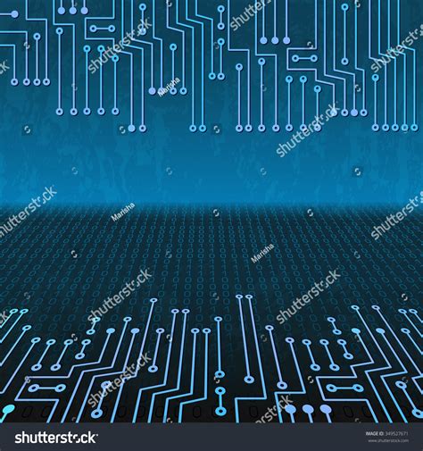 Drawing Modern Electronic Circuit Binary Code Stock Vector Royalty
