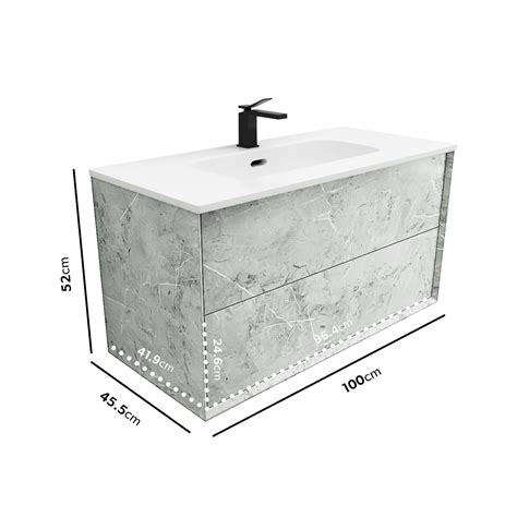 Grade A1 700mm Stone Effect Wall Hung Vanity Unit With Basin