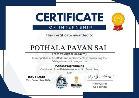 Pavan Sai Pothala On Linkedin Python Programming Internship Youngbotacademy