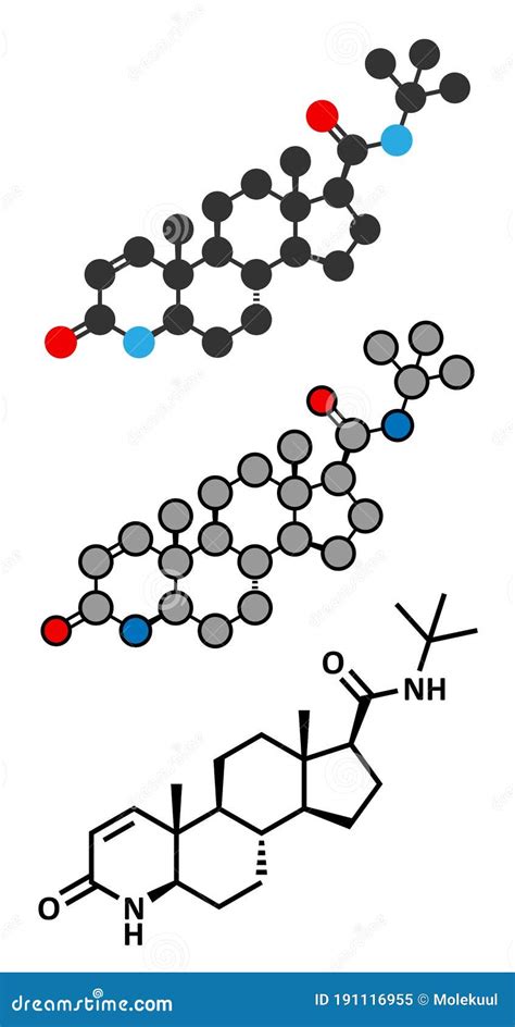 Finasteride Molecule Structural Chemical Formula Ball And Stick Model
