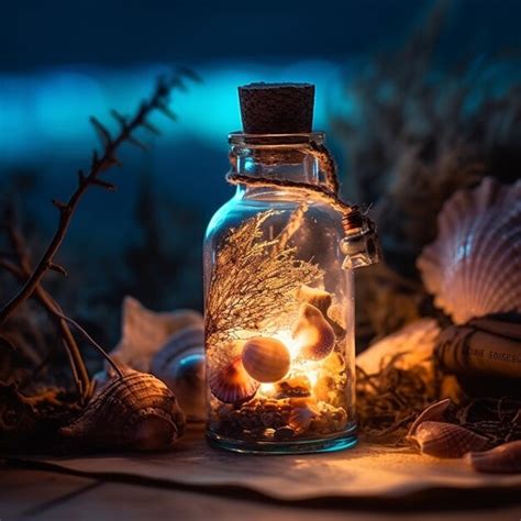 Premium Ai Image There Is A Glass Jar With Shells And A Candle Inside