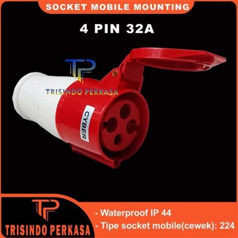 Jual New Mobile Mounting Industrial Socket 4p 4 Pin 4pin 32a 32