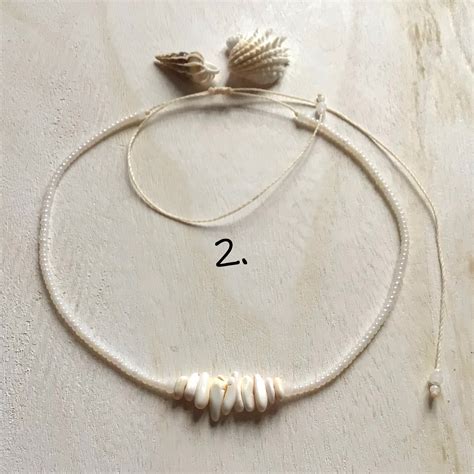 Glass Beads And Cowrie Shells And Puka Shell Beads Necklace Shell Choker