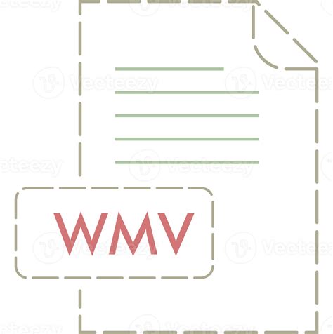Modern Wmv File Format Icon Rounded Dashed Outline 57912523 Png