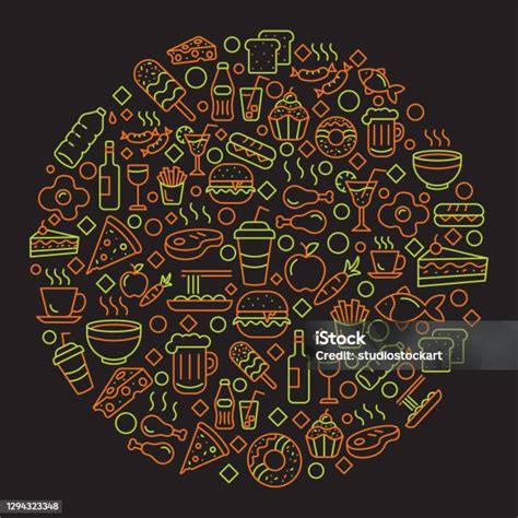 食品圖示向量圖形及更多湯圖片 湯 漢堡 醬汁 Istock