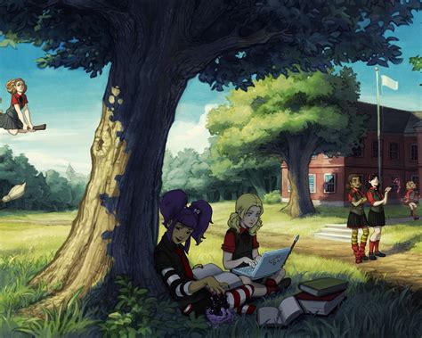 X Resolution Two Girls Sitting Under The Tree During Daytime Anime Wallpaper HD
