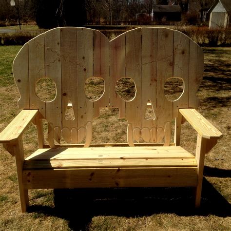 Double King Size Wooden Skull Bench Skeleton Skulls By Mandws