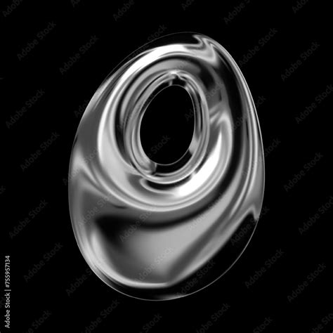 3d Chrome Number 0 Numeral Zero Liquid Metal With Glossy Metallic Finish Zero In An Inflated