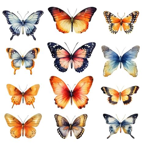 Premium AI Image A Set Of Different Types Of Butterflies