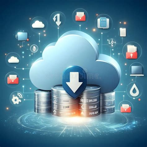 Photo Realistic As Cloud Storage Icons With Upload And Download Symbols