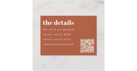 Minimal Rust Fall Retro Custom Wedding Qr Code Enclosure Card Zazzle