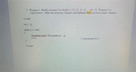 solved 4 program 4 modify program 3 to display 7 14 21