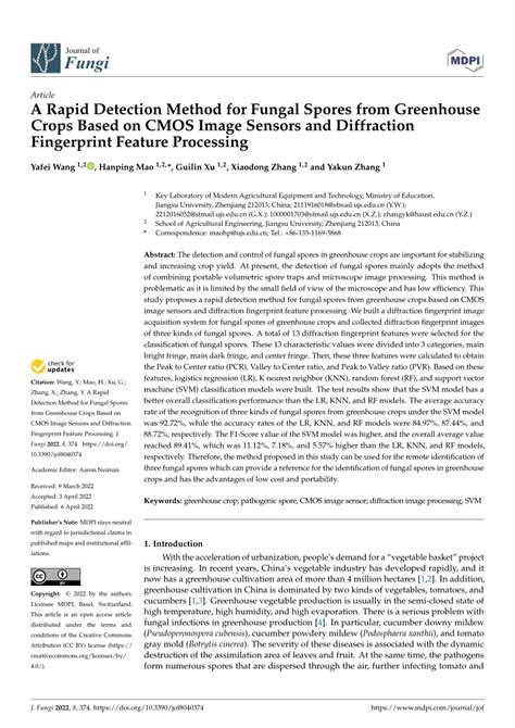 Pdf A Rapid Detection Method For Fungal Spores From Greenhouse Crops Based On Cmos Image
