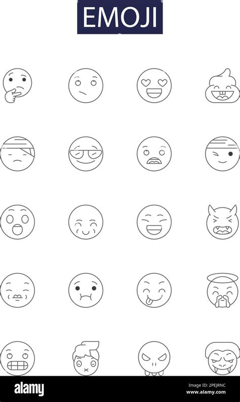 Emoji Line Vector Icons And Signs Smiley Expression Character