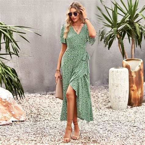 Ruffles Wrap Dress Etang Fashion
