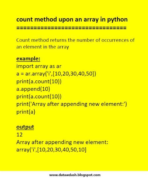 Count Method Upon An Array In Python Data Science Learn Web Development Machine Learning