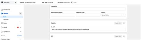 facebook denies aws pool url as website in facebook console · issue