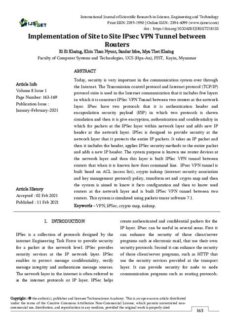 Pdf Implementation Of Site To Site Ipsec Vpn Tunnel Between Routers