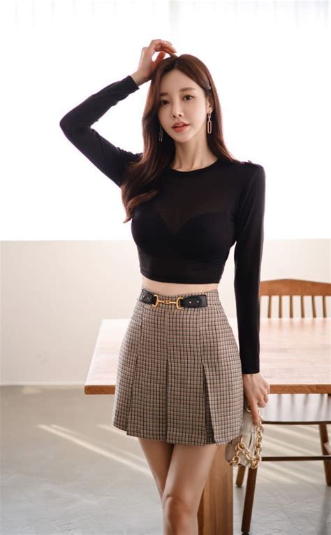 South Korea Fashion Fashion Models Fashion Outfits Asian Model Girl Tennis Skirt Leggings