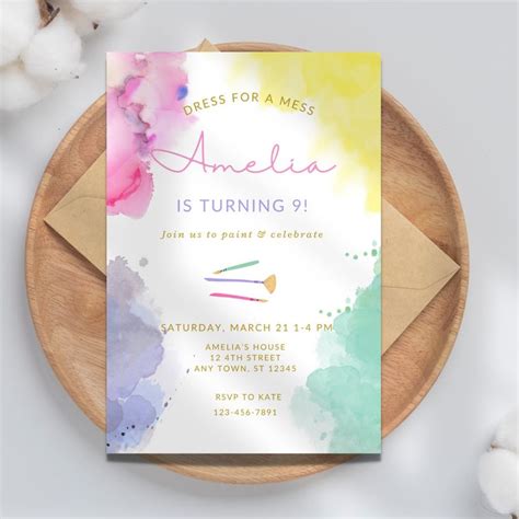 Dress For A Mess Birthday Invite Instant Download Art Party Invitation