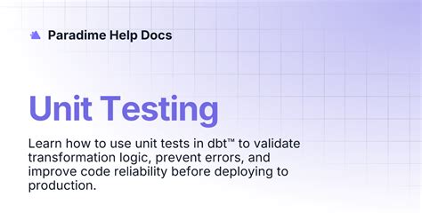 Unit Testing Paradime Help Docs