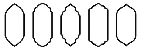 모양 이슬람 문과 창 실루엣 아랍어 아치 오리엔탈 스타일의 패턴 모음입니다 라마단 카림을 위한 아랍 무슬림 디자인의 프레임 벡터 모스크 문 스트로크는 흰색 배경에 분리되어