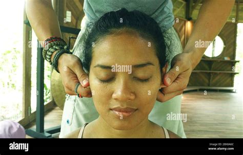 Close Up Face Portrait Of Young Gorgeous And Relaxed Asian Indonesian