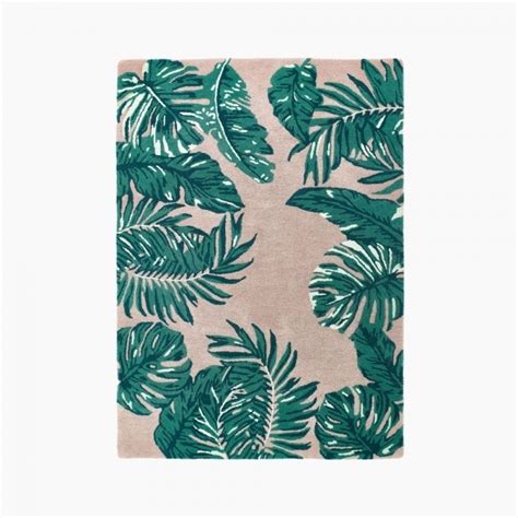 Karina Tropical Wool Rug Green And Blush Pink Modern Designed Rugs