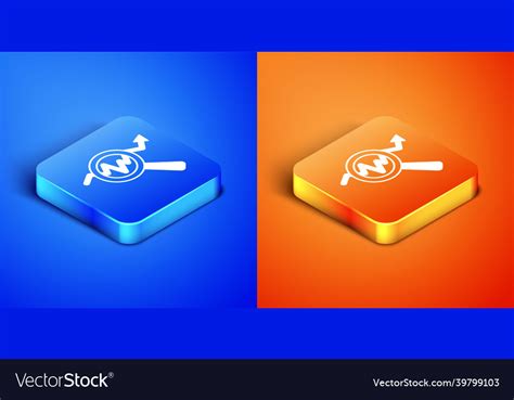 Isometric Magnifying Glass And Data Analysis Icon Vector Image