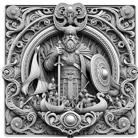 Viking Portrait Laser Engrave File Black And White Background High