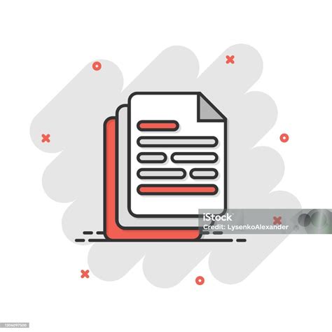 Ikon Dokumen Kartun Vektor Dalam Gaya Komik Lembar Kertas Tanda