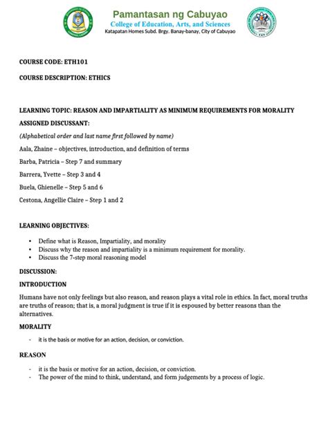 Reasons And Impartiality As Minimum Requirement For Morality Pdf