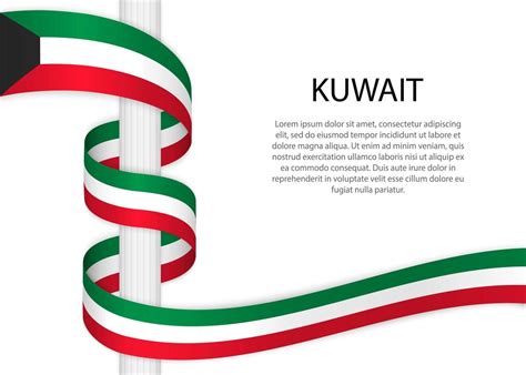 Waving Ribbon On Pole With Flag Of Kuwait 22194820 Vector Art At Vecteezy