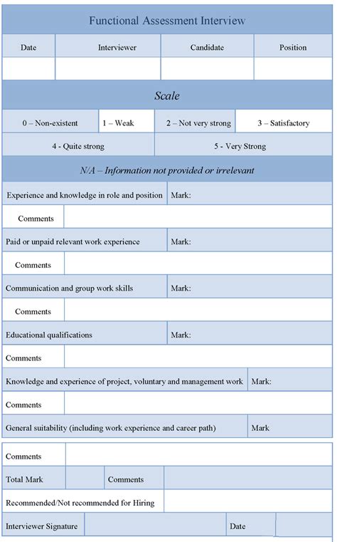 Interview Assessment Form Interview Assessment Form
