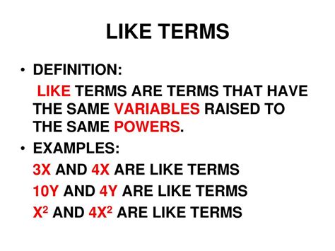 Define Like Terms