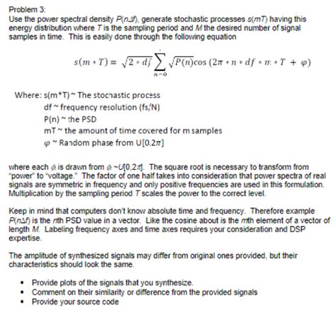 Solved Problem Use the power spectral density P nΔf Chegg
