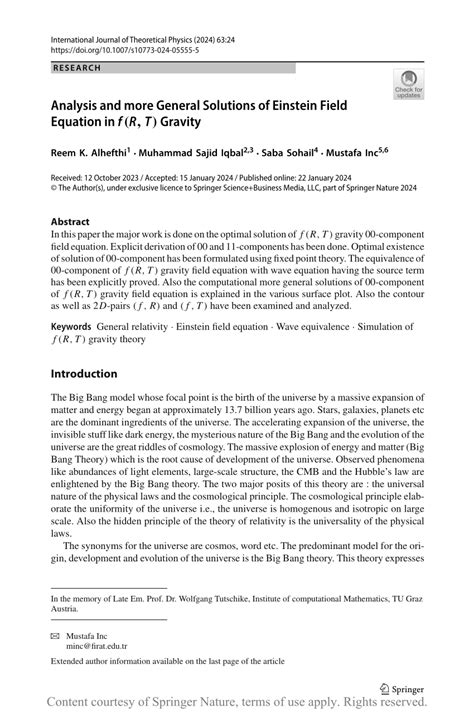 Analysis And More General Solutions Of Einstein Field Equation In Fr T Gravity Request Pdf