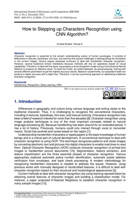 Pdf How To Stepping Up Characters Recognition Using Cnn Algorithm