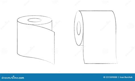 Toilet Paper Hand Drawn Flat Vector Illustration Stock Vector