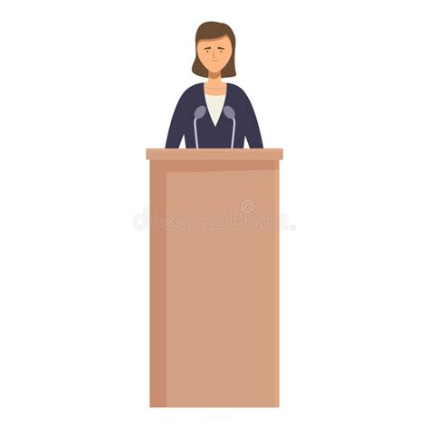 Politician Is Giving A Speech At A Podium With Microphones Stock Vector