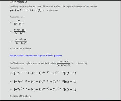 Solved Uestion A Using The Properties And Table Of Laplace Chegg
