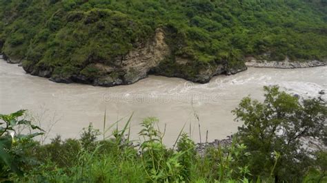 Sutlej Or Satluj River Flowing Through The Valleys Of Himachal Pradesh