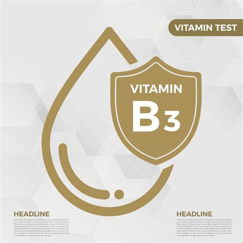 Vitamin B3 Icon Logo Golden Drop Shield Protection Medical Background