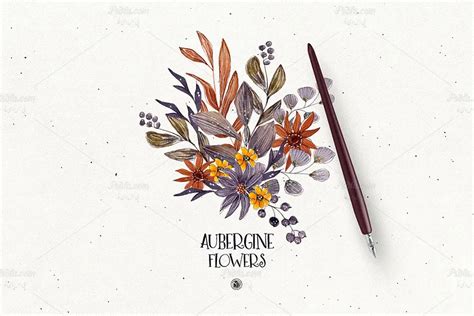 طرح کلیپ آرت نقاشی گل بادمجان مناسب برای طرح‌های گرافیکی 🔥کد فایل 32233