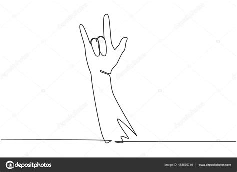 Continuous One Line Drawing Rock Gesture Symbol Heavy Metal Resistance