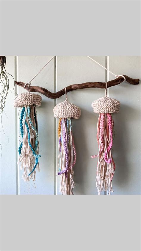 Macrame Jellyfish Hanging Jellyfish Coastal Decor Nursery Decor Ocean Art Jelly Fish Art