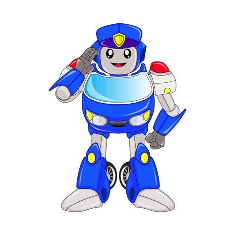 Police Robot Character Vector Editable Suitable For Comics