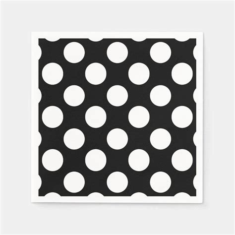 Big White Polka Dots On Black Background Napkins